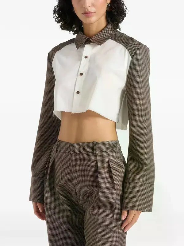 Manière De Voir Bernadette Cropped Houndstooth Shirt
