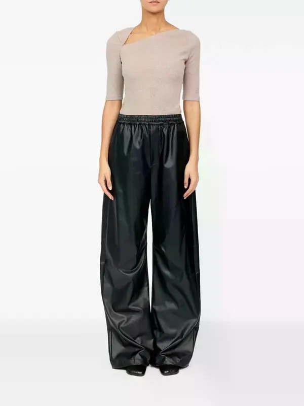 MAISON MARGIELA Light Pleather Wide-leg Trousers - Black