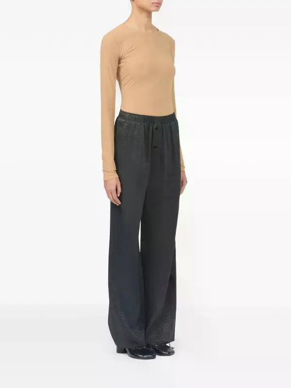 MAISON MARGIELA Black Jacquard Logo Wide Leg Trousers