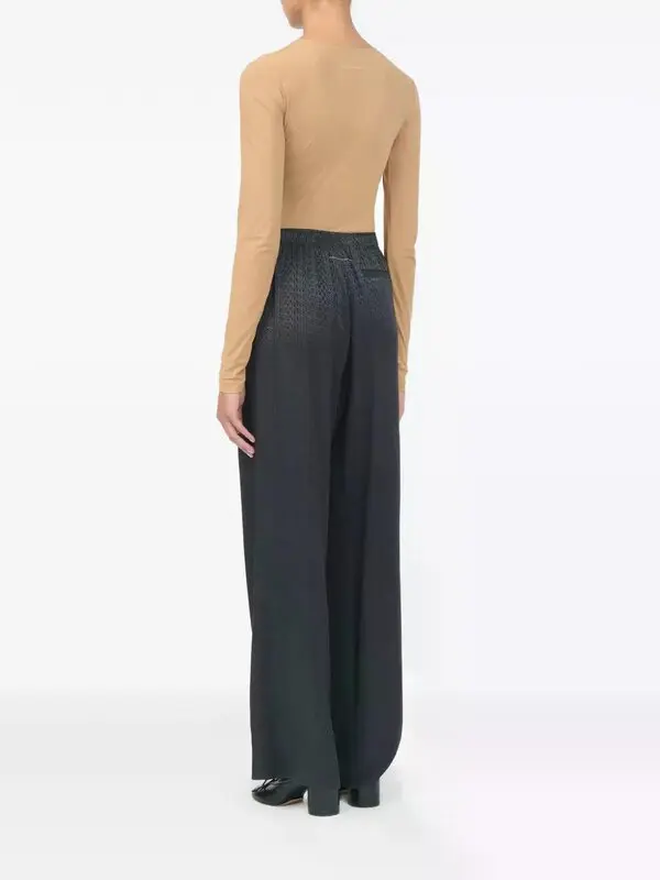 MAISON MARGIELA Black Jacquard Logo Wide Leg Trousers