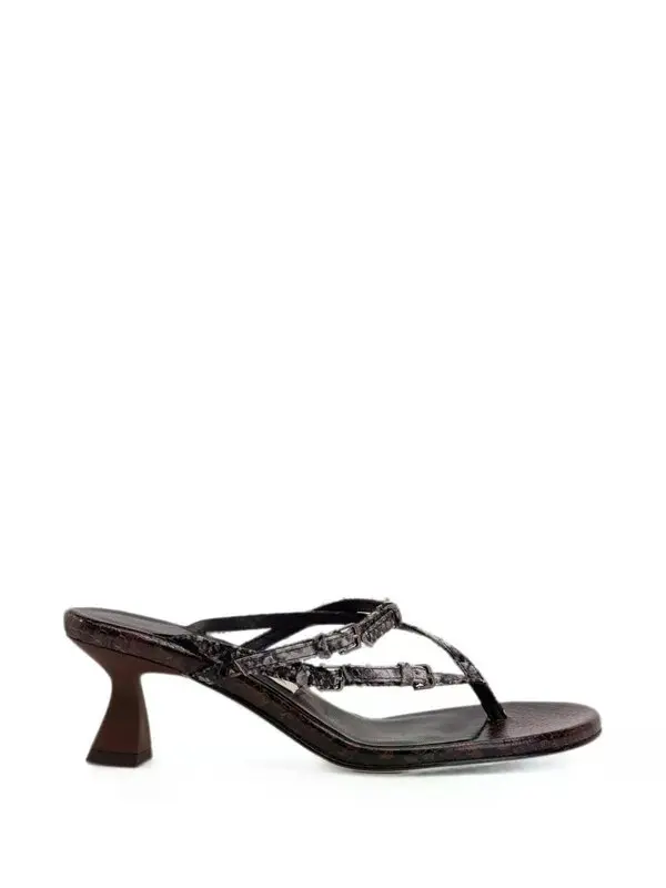 MIISTA Abisai Buckled Snakeskin-effect Sandals - Grey