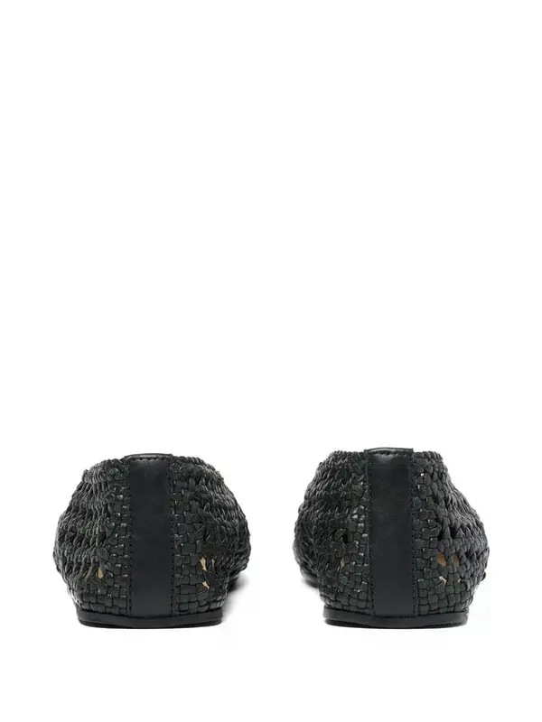 SCAROSSO Woven-leather Ballet Flats
