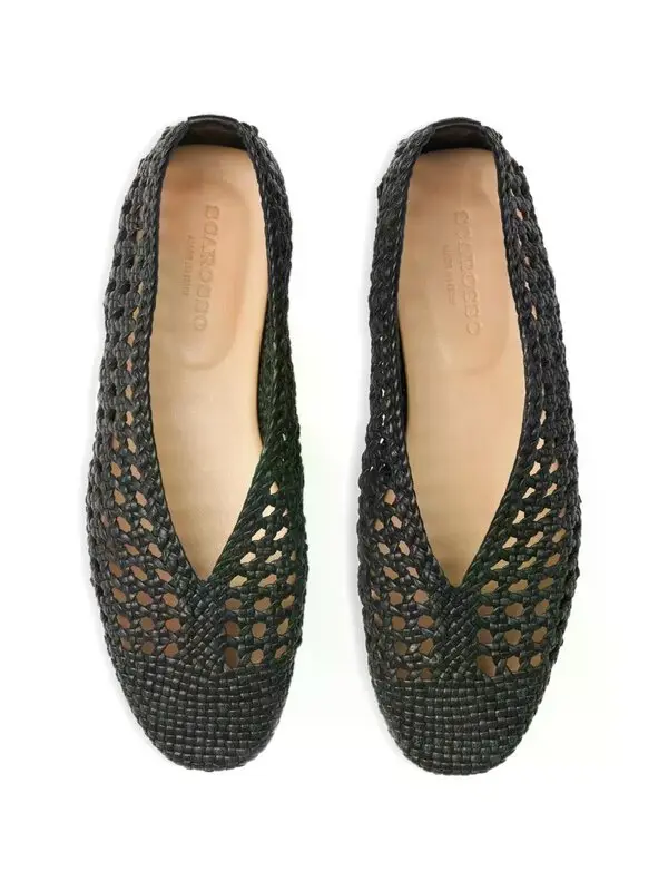 SCAROSSO Woven-leather Ballet Flats