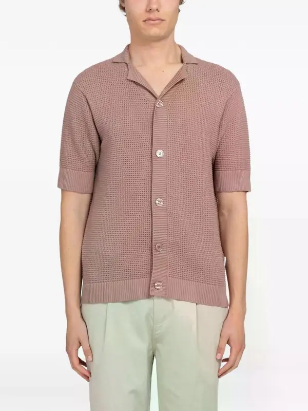 MINIMUM Crochet Knit Short Sleeve Shirt - Pink