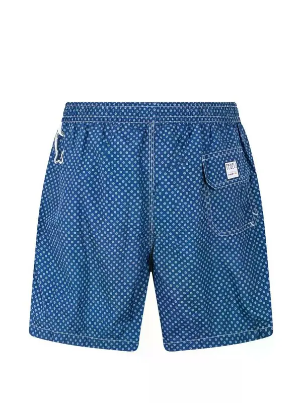 Fedeli Geometric Print Drawstring Swim Shorts