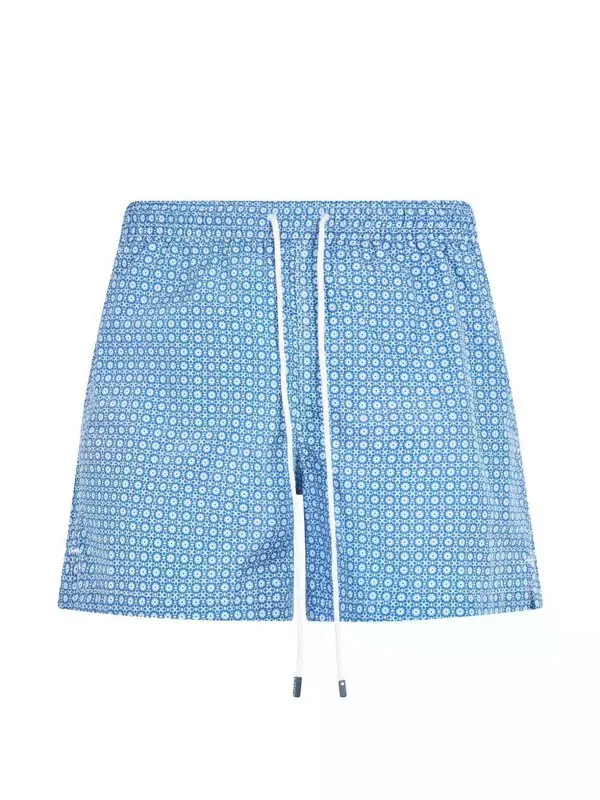 Fedeli Geometric-print Swim Shorts