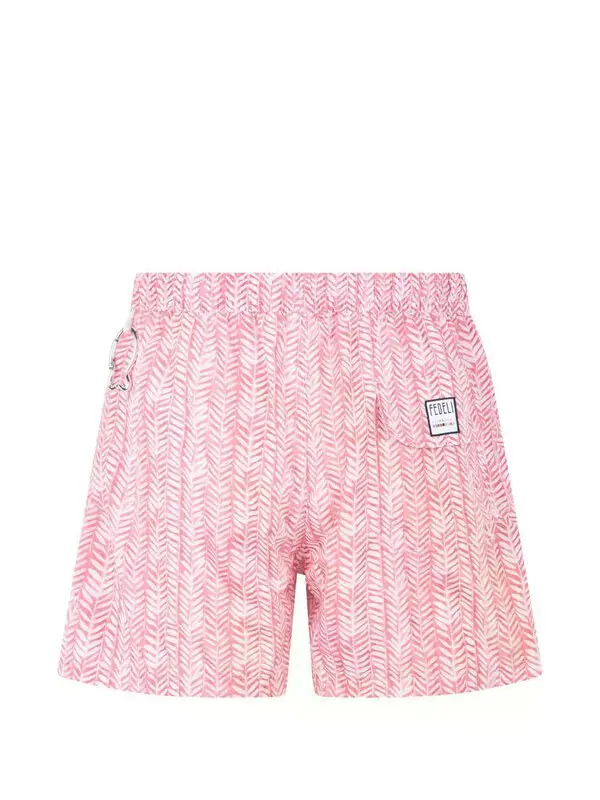 Fedeli Leaf-print Swim Shorts