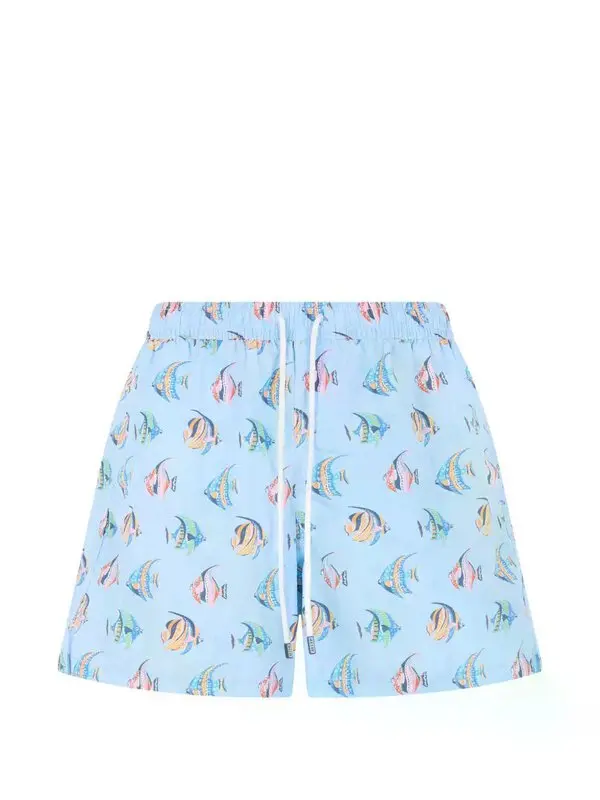 Fedeli Fish-print Drawstring Swim Shorts
