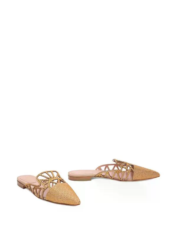 Alberta Ferretti Crystal-embellished Perforated Mules