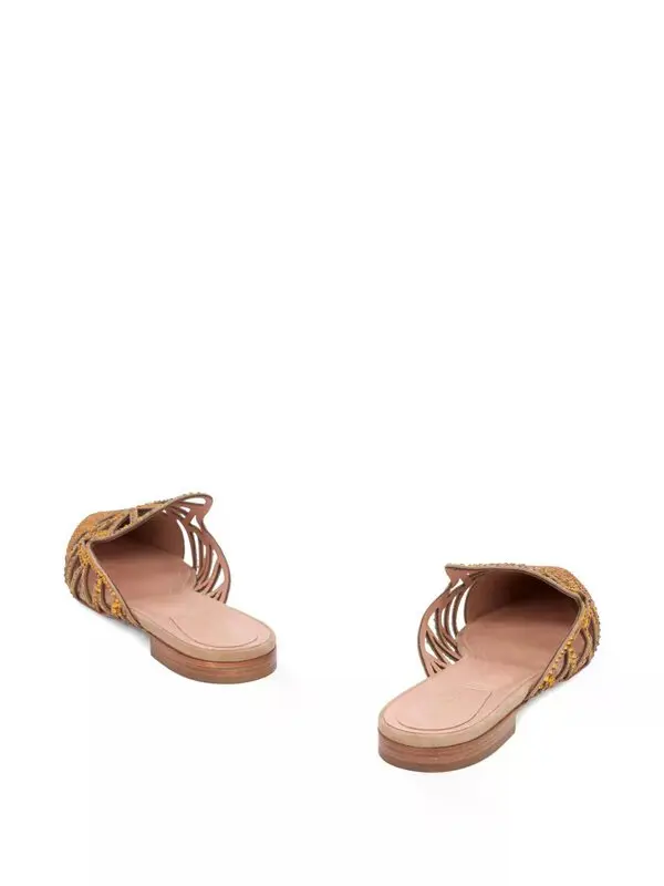 Alberta Ferretti Crystal-embellished Perforated Mules