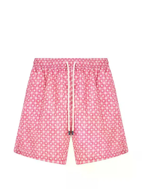 Fedeli Geometric Pattern Drawstring Swim Shorts