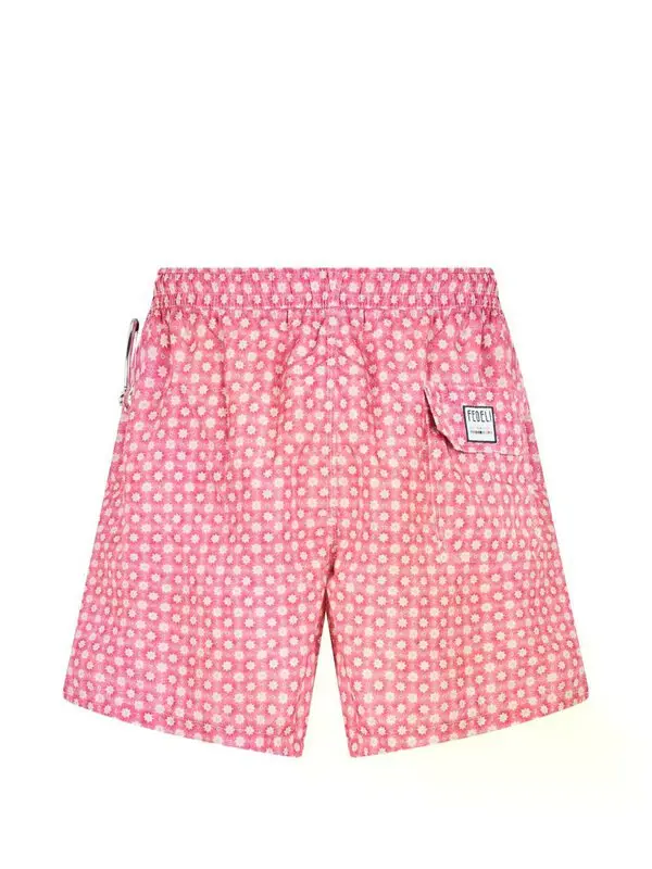 Fedeli Geometric Pattern Drawstring Swim Shorts