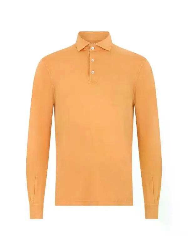 Fedeli Long-sleeve Button-fastening Polo Shirt - Orange