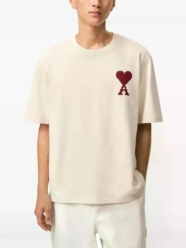 AMI Paris De Coeur Zigzag-embroidered T-shirt