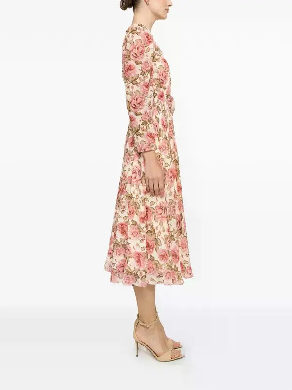 NISSA Floral Detail Chiffon Midi Dress