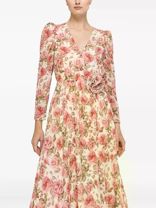 NISSA Floral Detail Chiffon Midi Dress