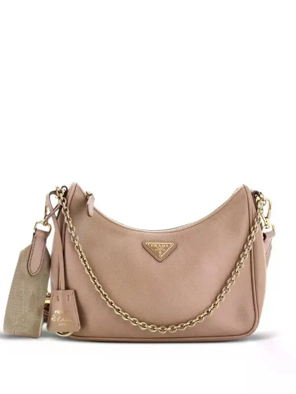 Prada Re-edition 2005 Shoulder Bag Saffiano Leather - Neutrals