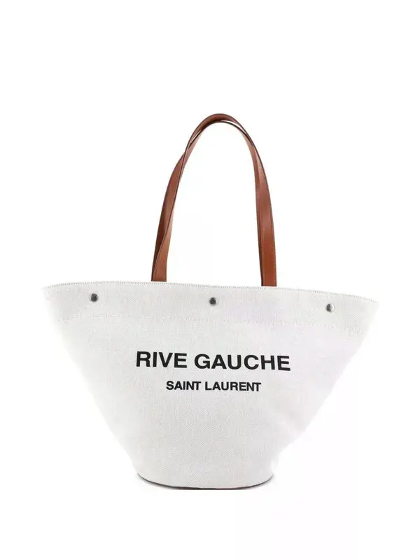Saint Laurent Rive Gauche Trapezoid Tote Bag - Neutrals