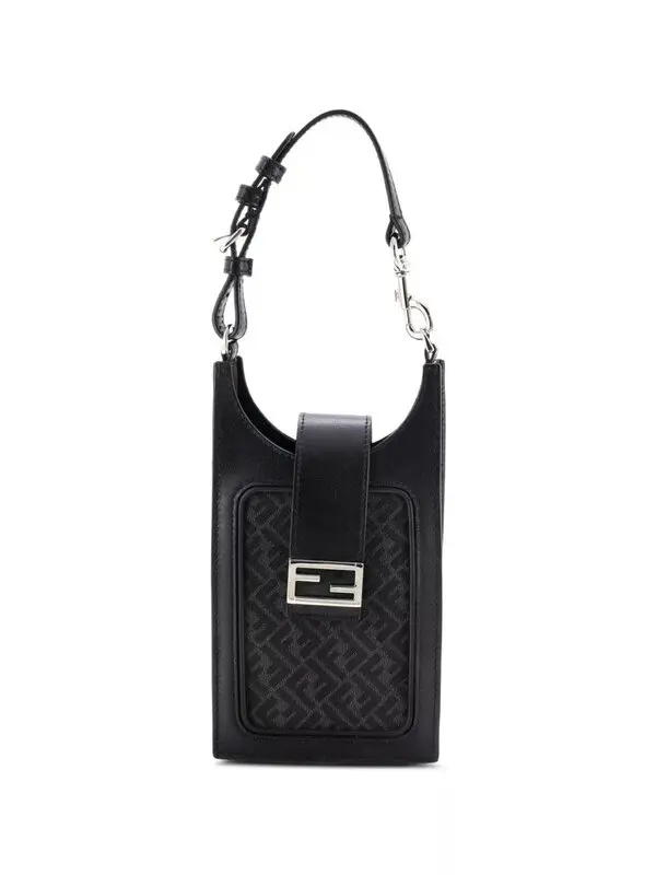 Fendi Zucca Canvas And Leather Shoulder Bag - Black