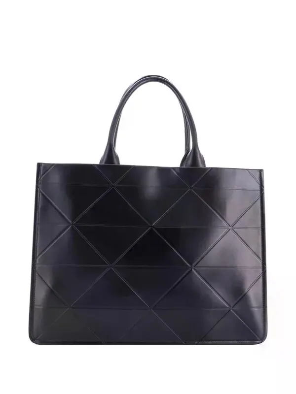 Prada Symbole Shopper Embossed Leather Tote Bag - Black