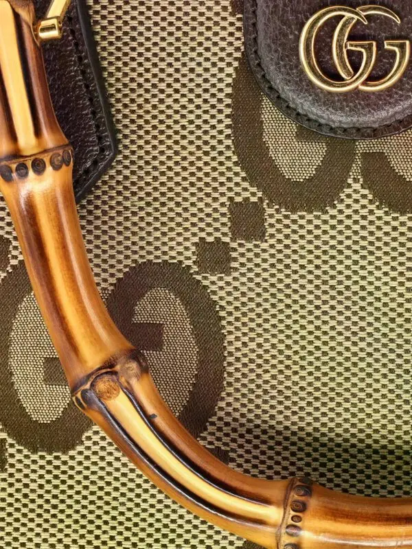 Gucci Diana Jumbo Gg Canvas Medium Tote Bag With Bamboo Handle