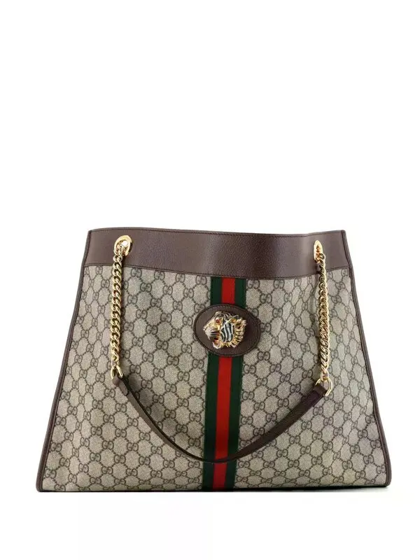 Gucci Rajah Chain Gg Coated Canvas Large Tote Bag - Brown