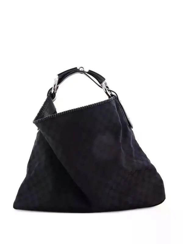 Gucci Horsebit Gg Canvas Large Hobo Bag - Black