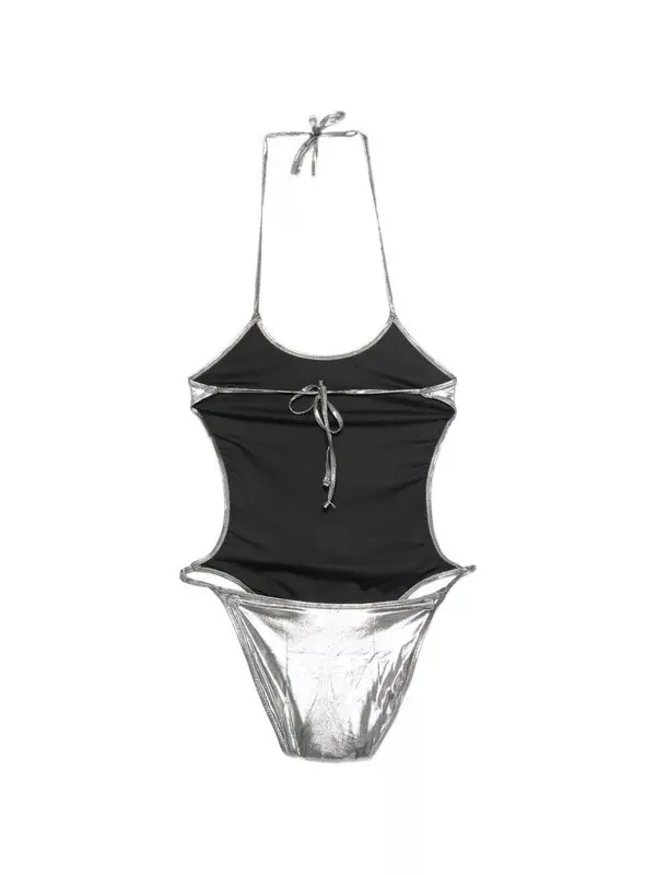 Attico Halterneck Swimsuit With Metallic Effect