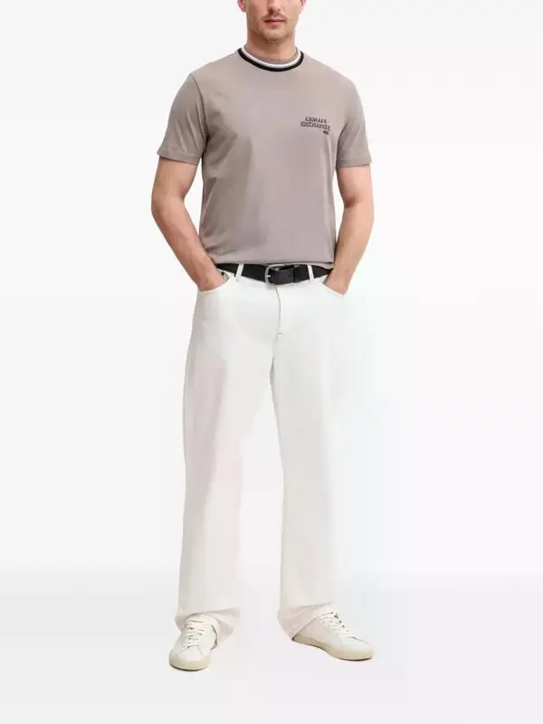 Armani Exchange Logo-print Striped-trim T-shirt