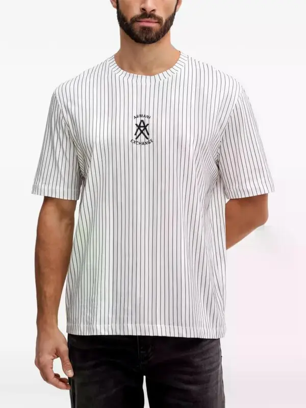 Armani Exchange Pinstriped Logo-print T-shirt