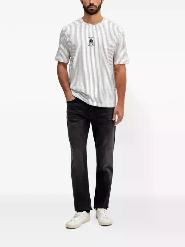 Armani Exchange Pinstriped Logo-print T-shirt