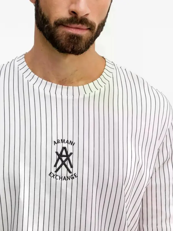 Armani Exchange Pinstriped Logo-print T-shirt