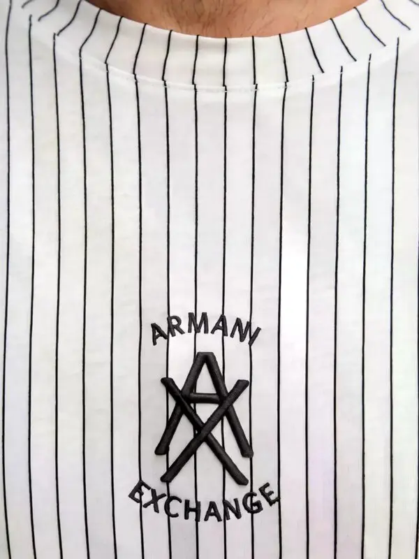 Armani Exchange Pinstriped Logo-print T-shirt