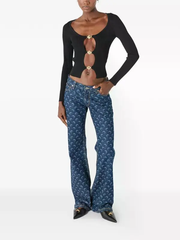 MARINE SERRE Cut-out Ribbed Cardigan