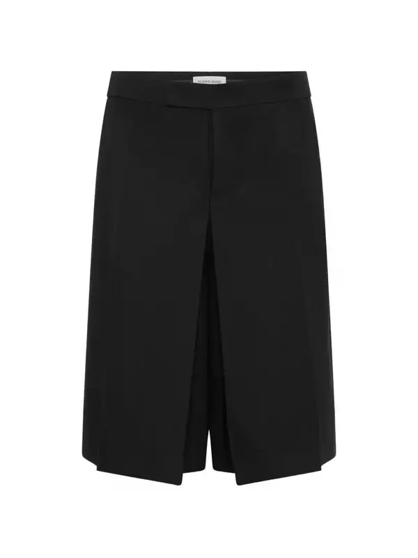 MARINE SERRE Tailored Wool Serge Bermuda Shorts With Pleats - Black