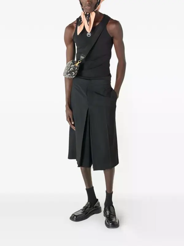 MARINE SERRE Tailored Wool Serge Bermuda Shorts With Pleats