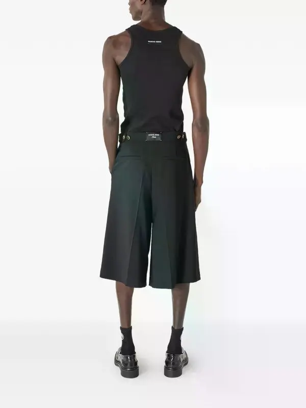 MARINE SERRE Tailored Wool Serge Bermuda Shorts With Pleats
