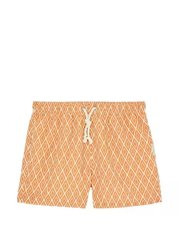 GASSA D AMANTE Praiano Geometric-print Swim Shorts - Orange