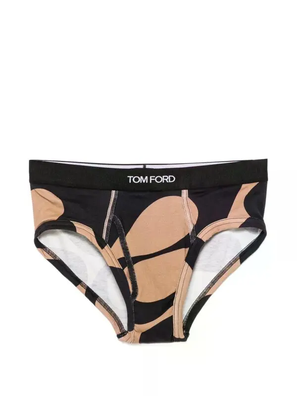 TOM FORD Abstract-print Logo-waistband Briefs - Black