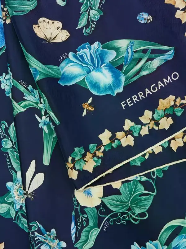 FERRAGAMO Shoe-print Scarf - Blue