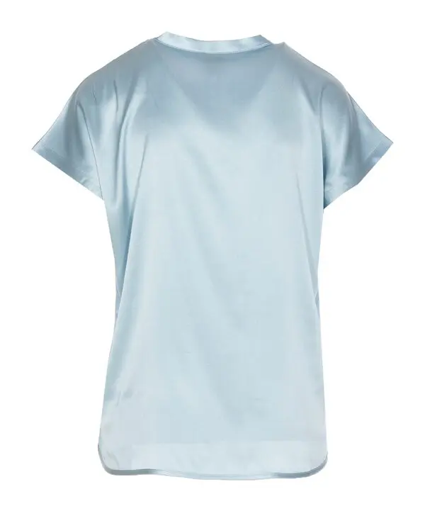 Pinko Cap Sleeve Satin Blouse - Light Blue