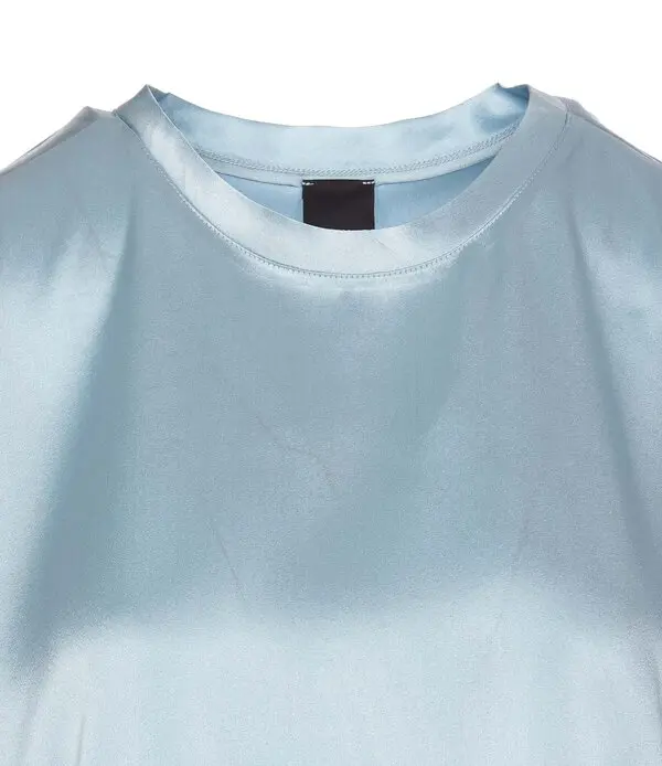 Pinko Cap Sleeve Satin Blouse - Light Blue