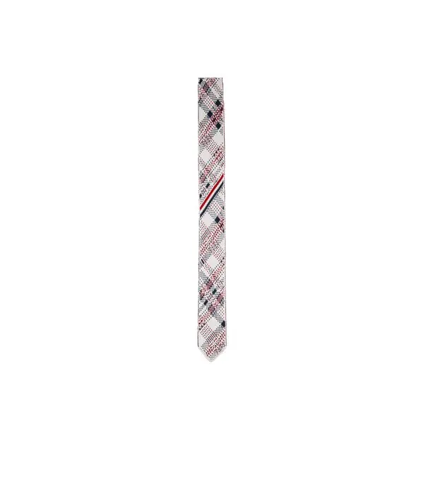 Thom Browne Jacquard Check Neck Tie - White