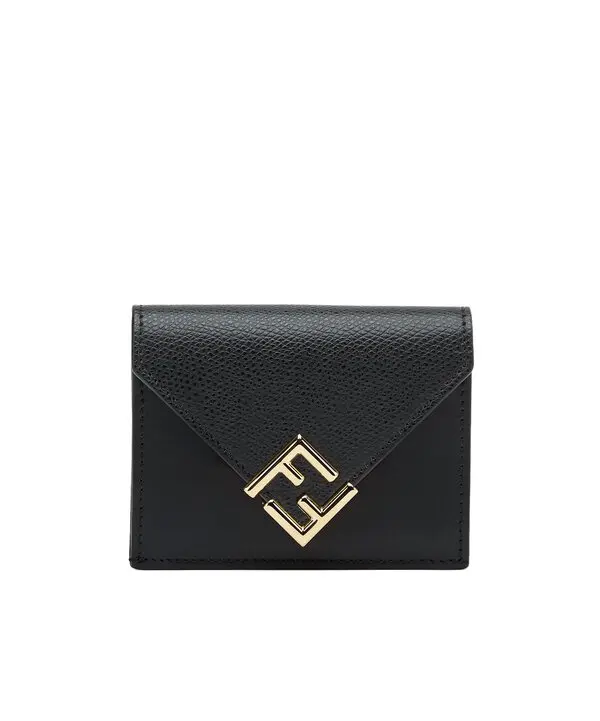 Fendi Ff Plaque Padlock Wallet - Black