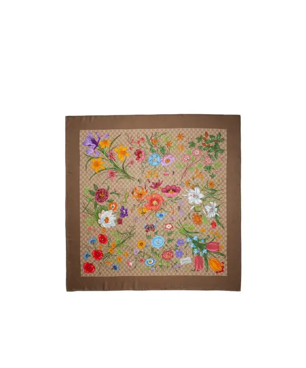 Gucci Printed Gg Wool Silk Shawl - Multicolor