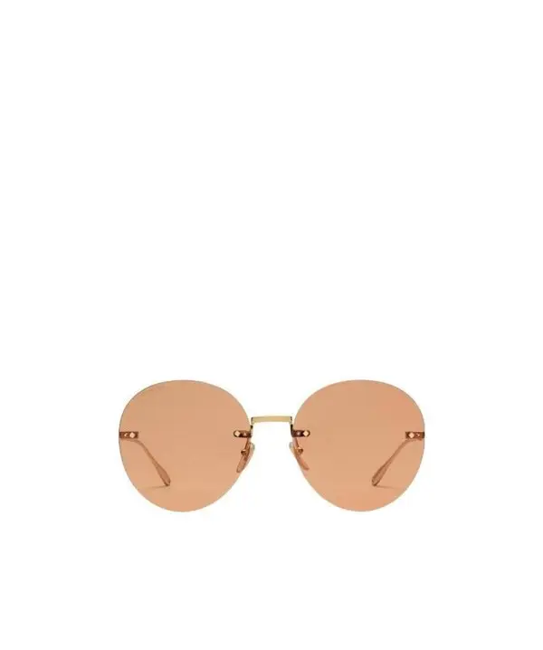 Gucci Round Frame Logo Pendant Sunglasses - Nude