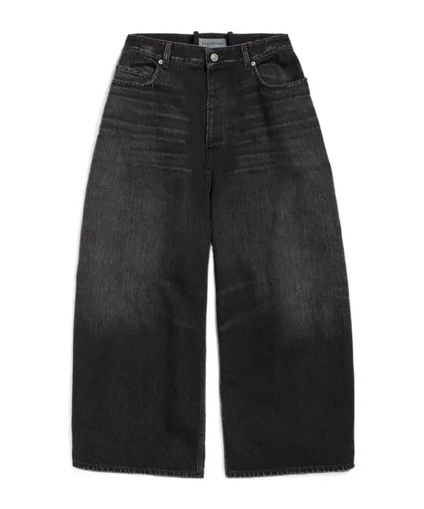 Balenciaga Round Fit Wide-leg Jeans - Black