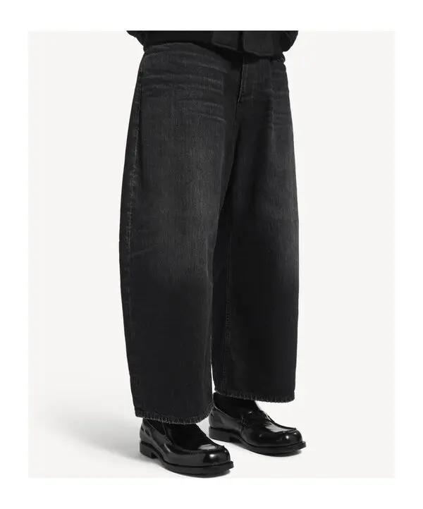 Balenciaga Round Fit Wide-leg Jeans - Black