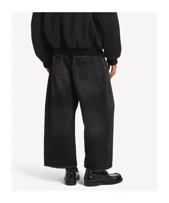 Balenciaga Round Fit Wide-leg Jeans - Black