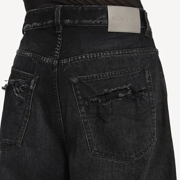 Balenciaga Round Fit Wide-leg Jeans - Black